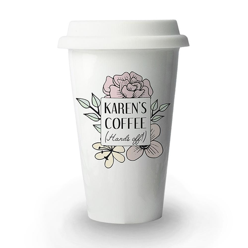 Personalised Ceramic Hands off Travel Mug Reusable - Etsy UK