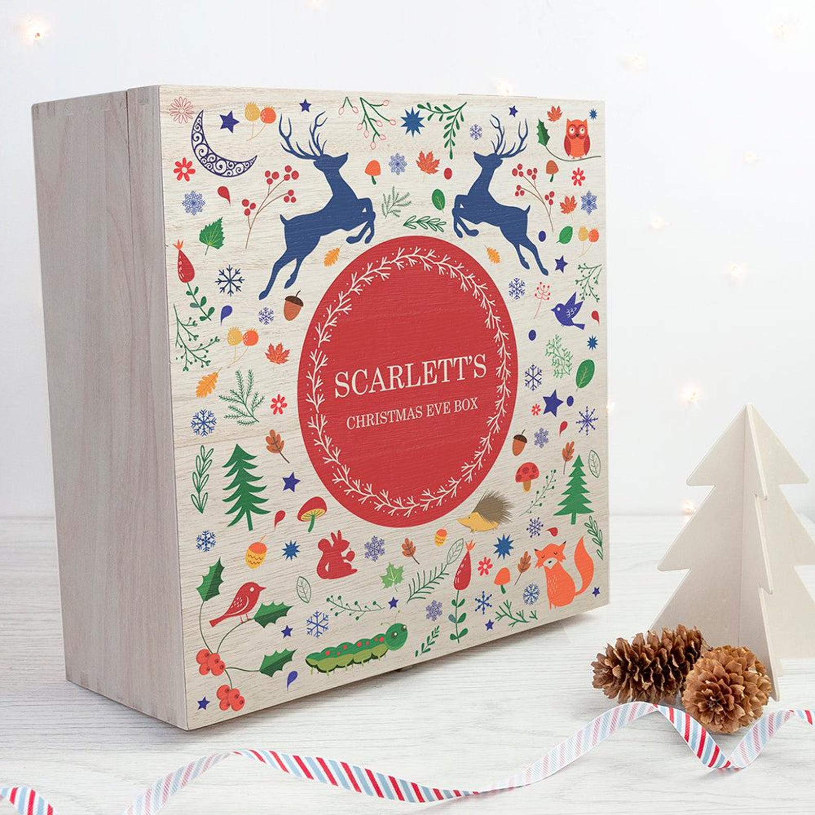 Personalised Festive Woodland Red Christmas Eve Box - Etsy