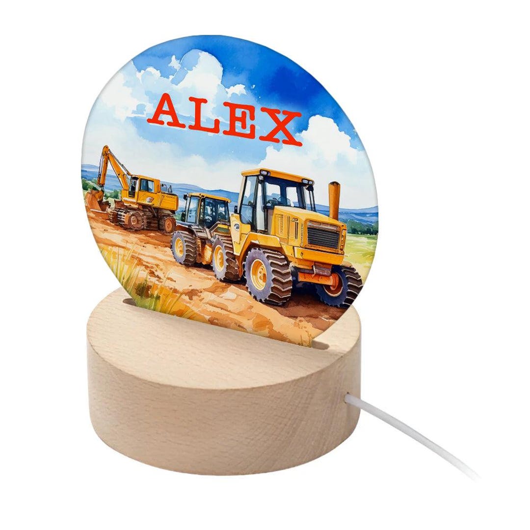 Personalised Kid's Diggers LED Night Light - Etsy