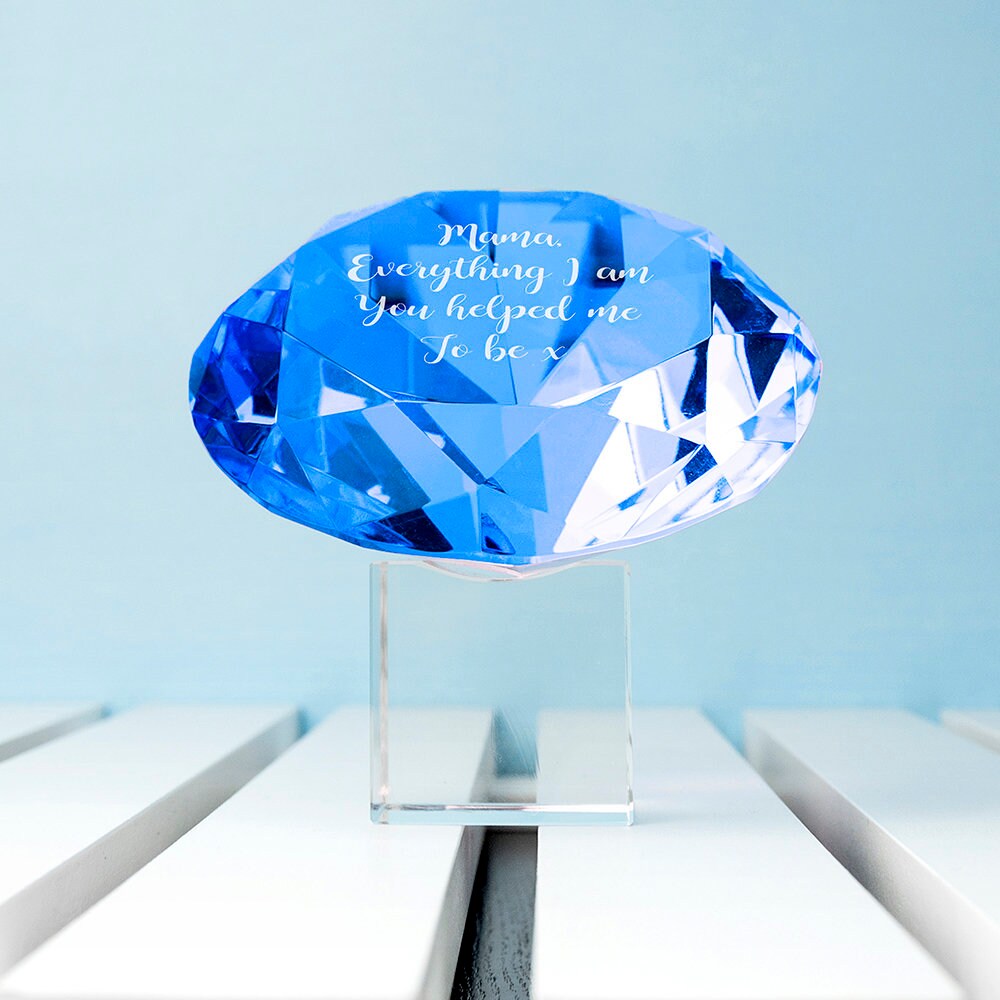 Personalised Blue Diamond Paper Weight Custom Engraved - Etsy