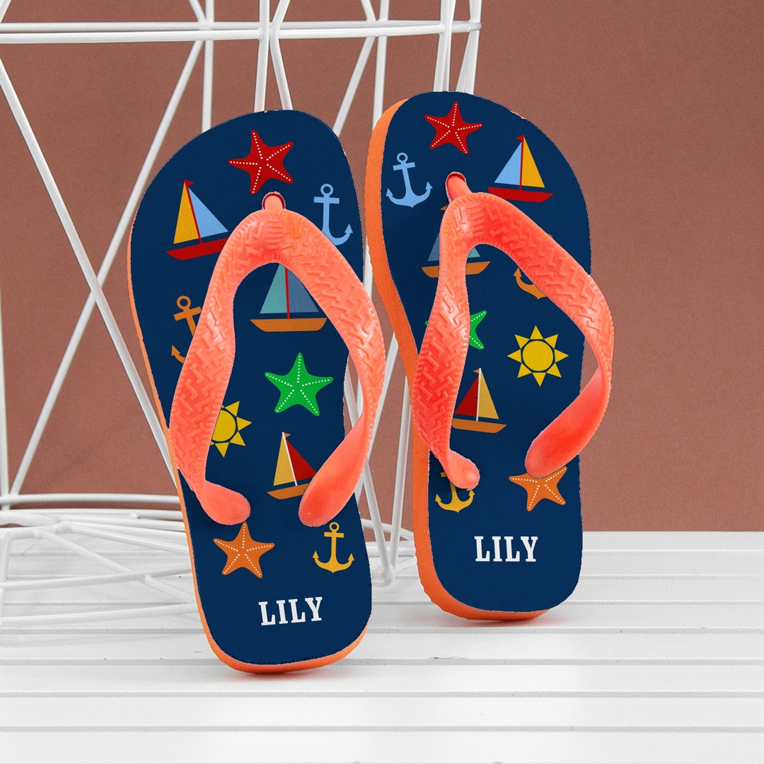Personalised Kid’s Beach Flip Flops - Etsy