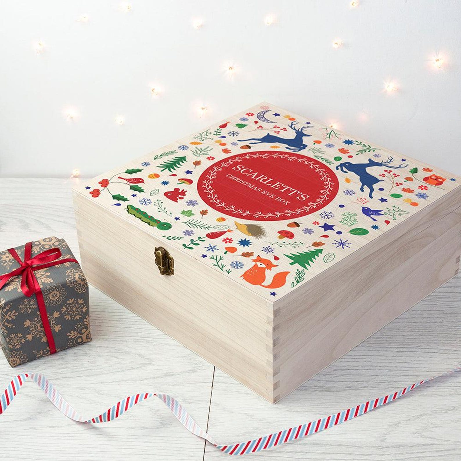 Personalised Festive Woodland Red Christmas Eve Box - Etsy