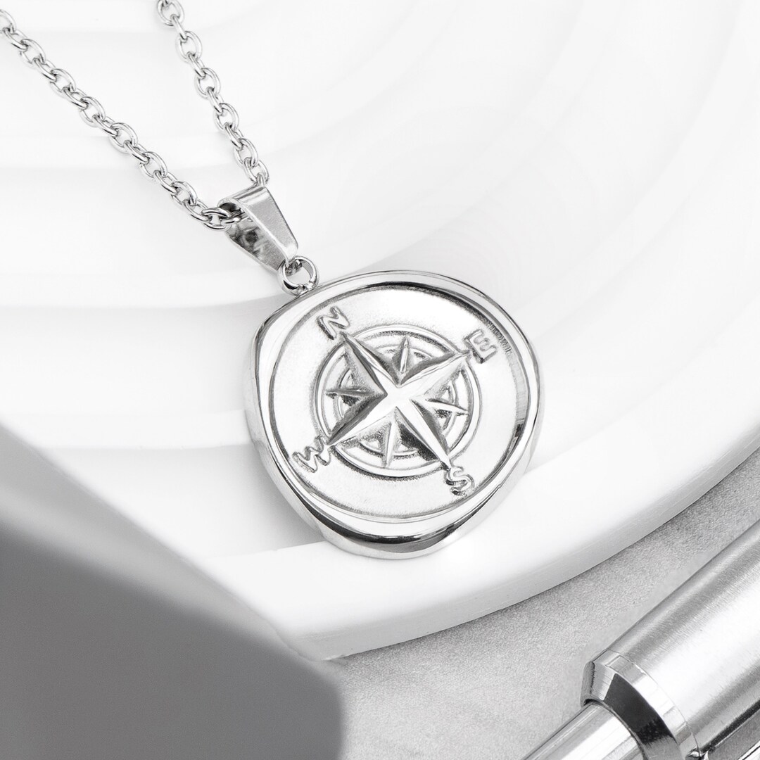 Personalised Men's Compass Amulet Necklace - Etsy
