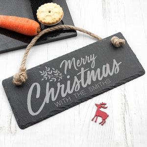 Personalised Merry Christmas Slate Hanging Sign - Etsy