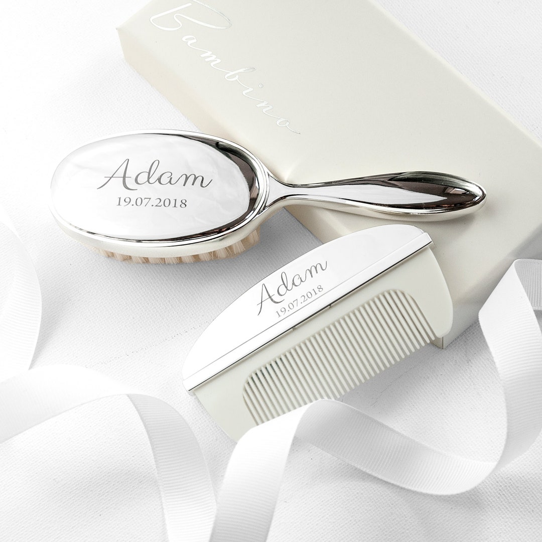 Personalized Silver Plated Baby Brush and Comb Set - Etsy