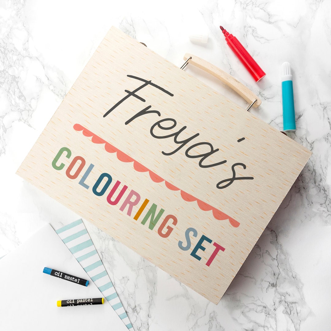Personalised Kid’s Colourful Colouring Set, Children's Gift, Gift for ...
