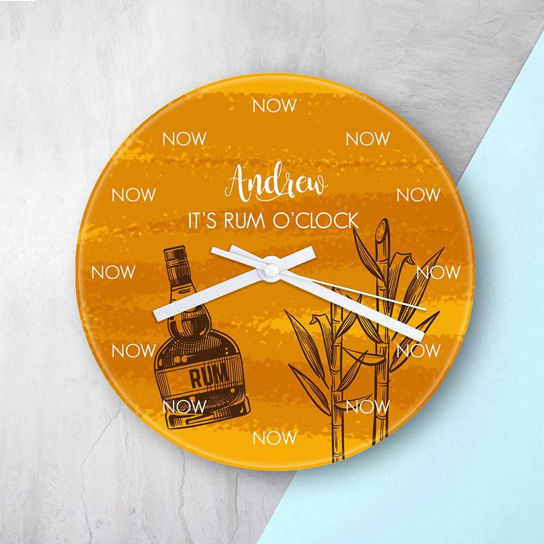 Personalised Rum O'clock Glass Wall Clock - Etsy