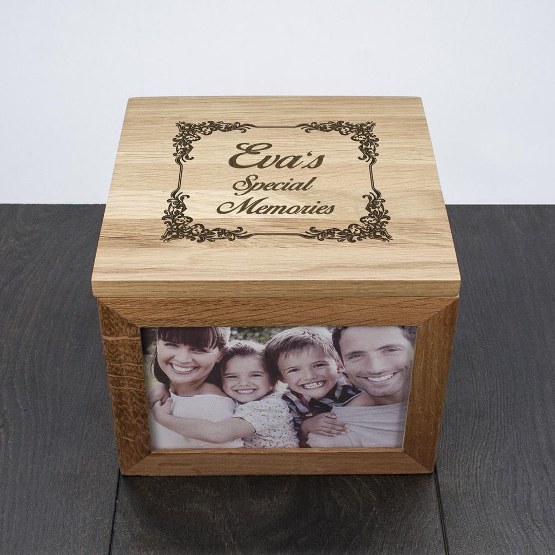 Vintage Style Oak Photo Keepsake Box - Etsy