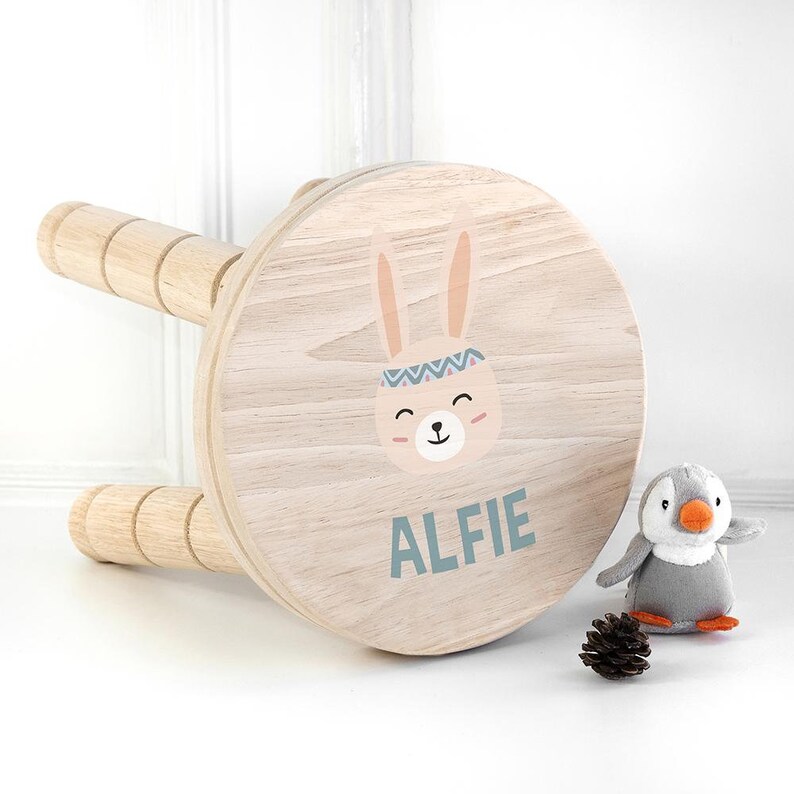 Personalised Cute Bunny Kids Wooden Stool Children's - Etsy