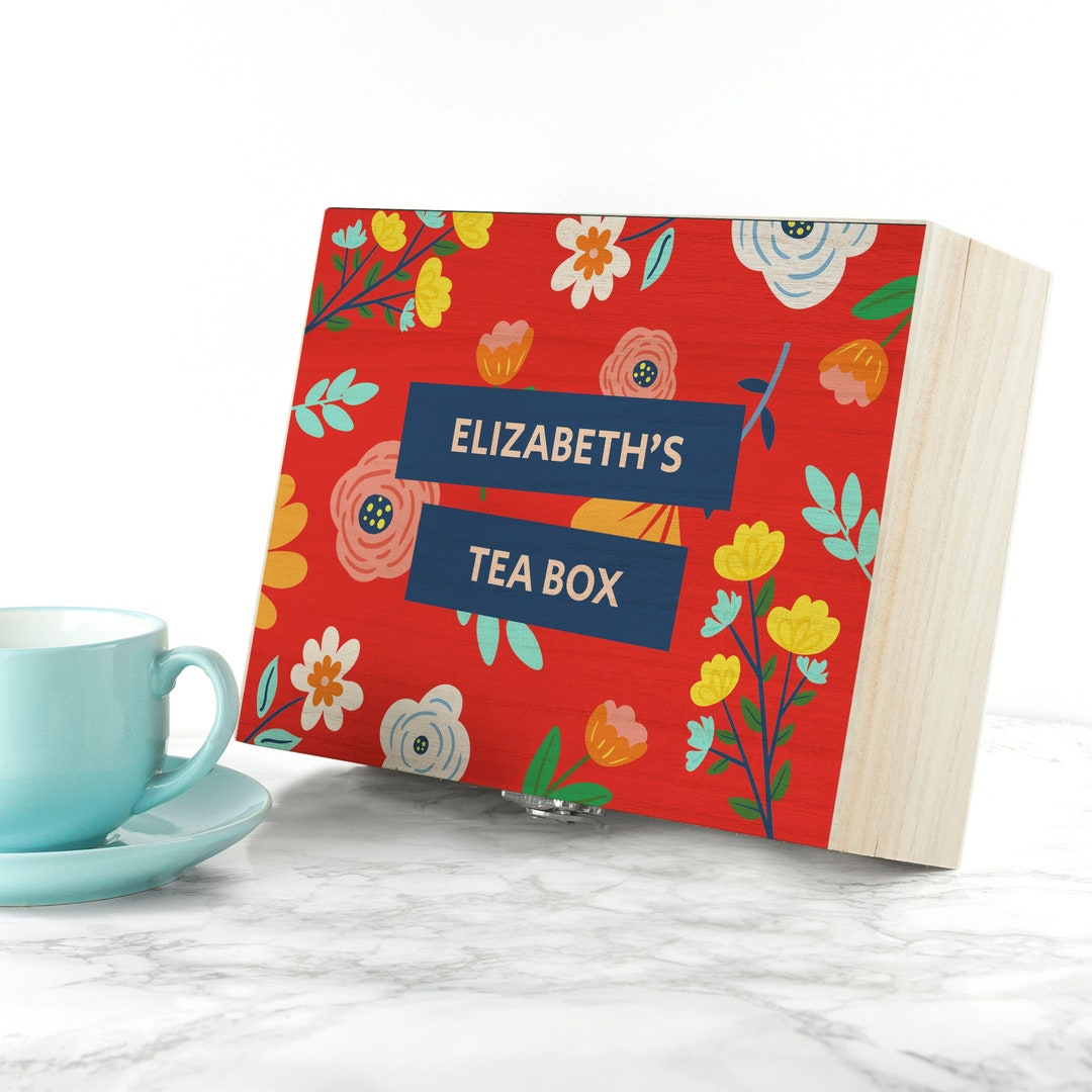 Personalised Vibrant Floral Tea Box - Etsy