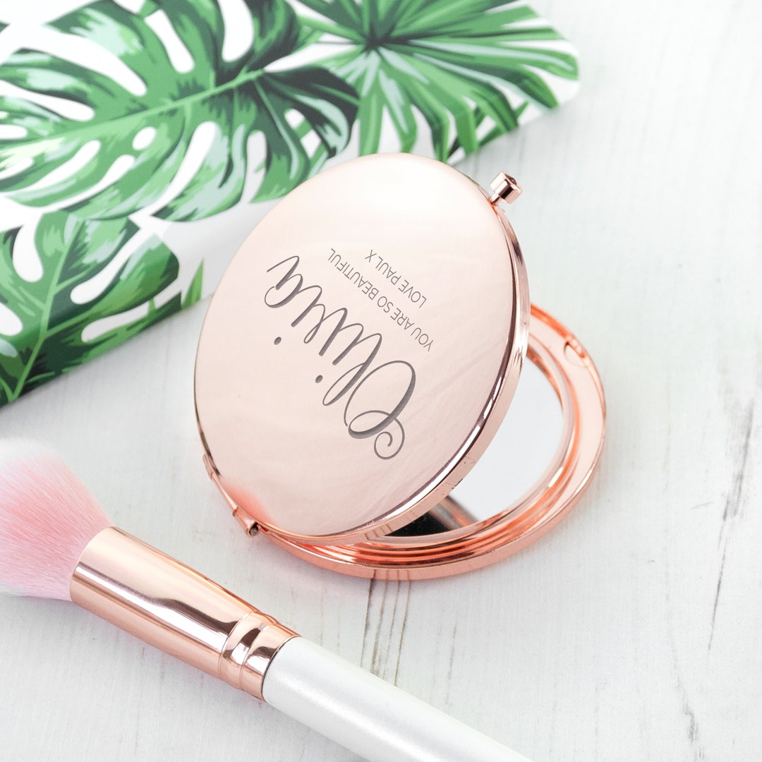 Personalised Round Rose Gold Compact Mirror - Etsy