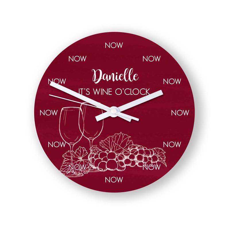 Personalised Wine O'clock Glass Clock - Etsy