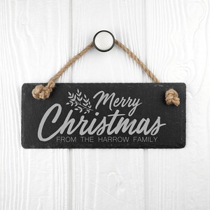 Personalised Merry Christmas Slate Hanging Sign - Etsy