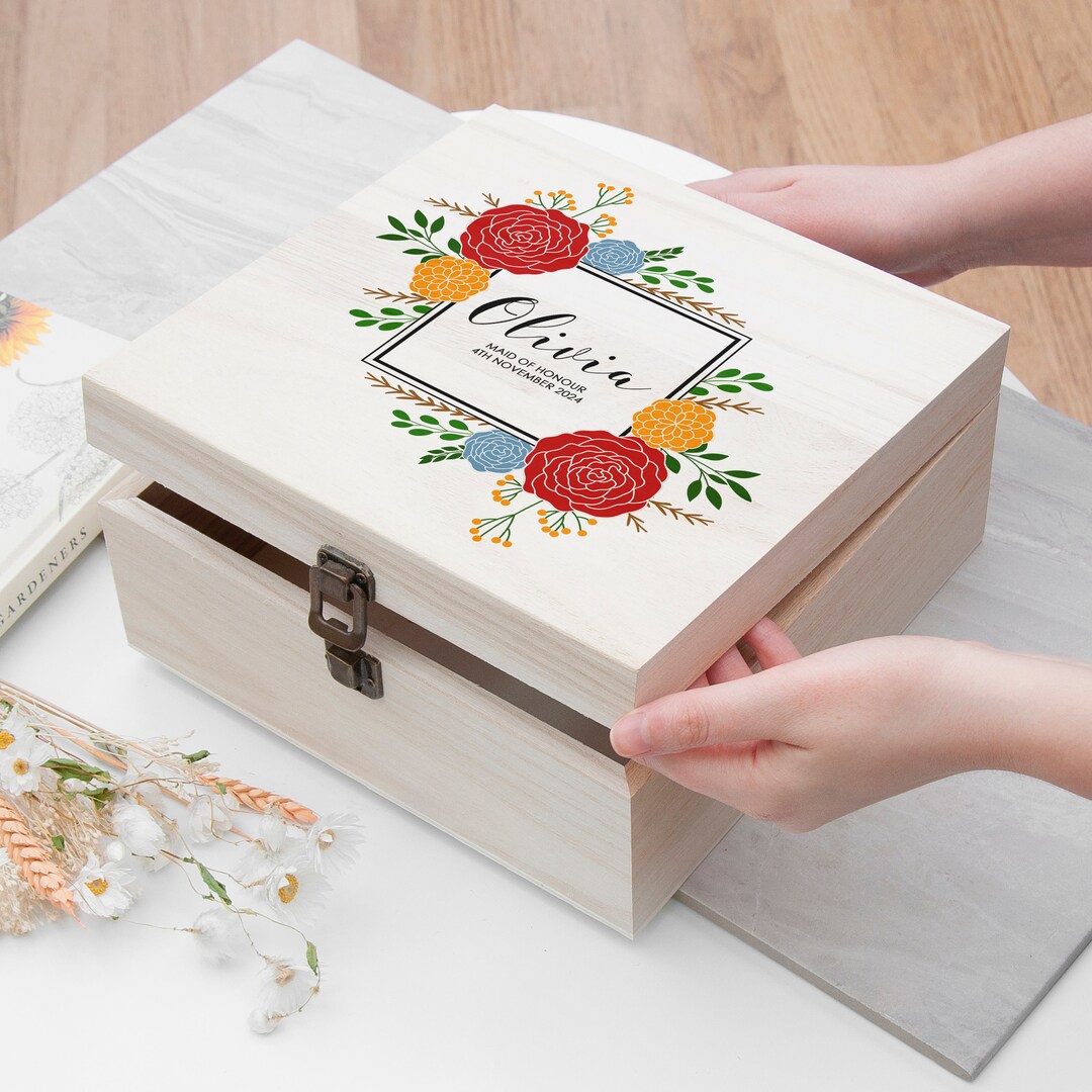 Personalised Vibrant Flower Frame Bridesmaid Box - Etsy