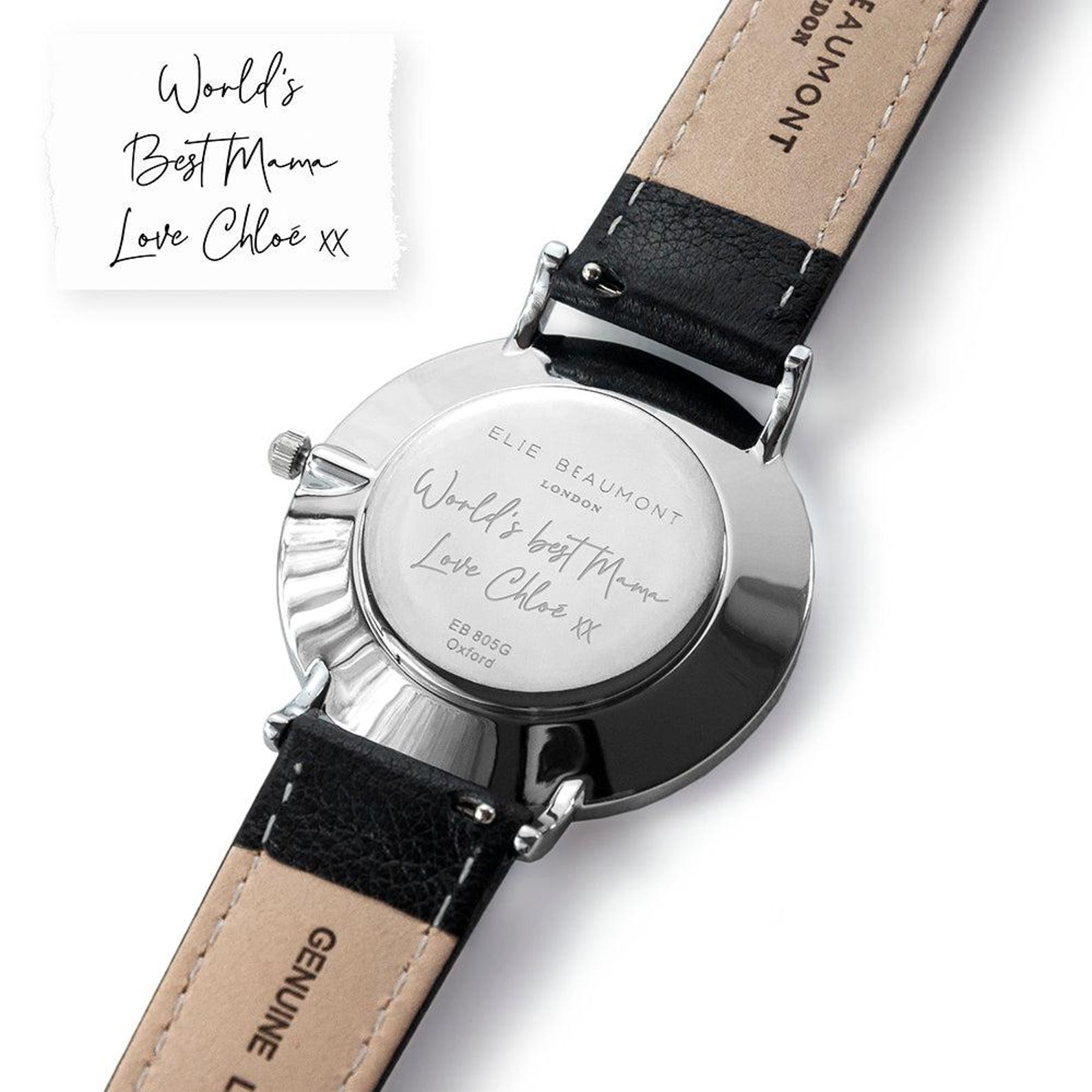 Personalised Handwriting Ladies Black Leather Watch - Etsy