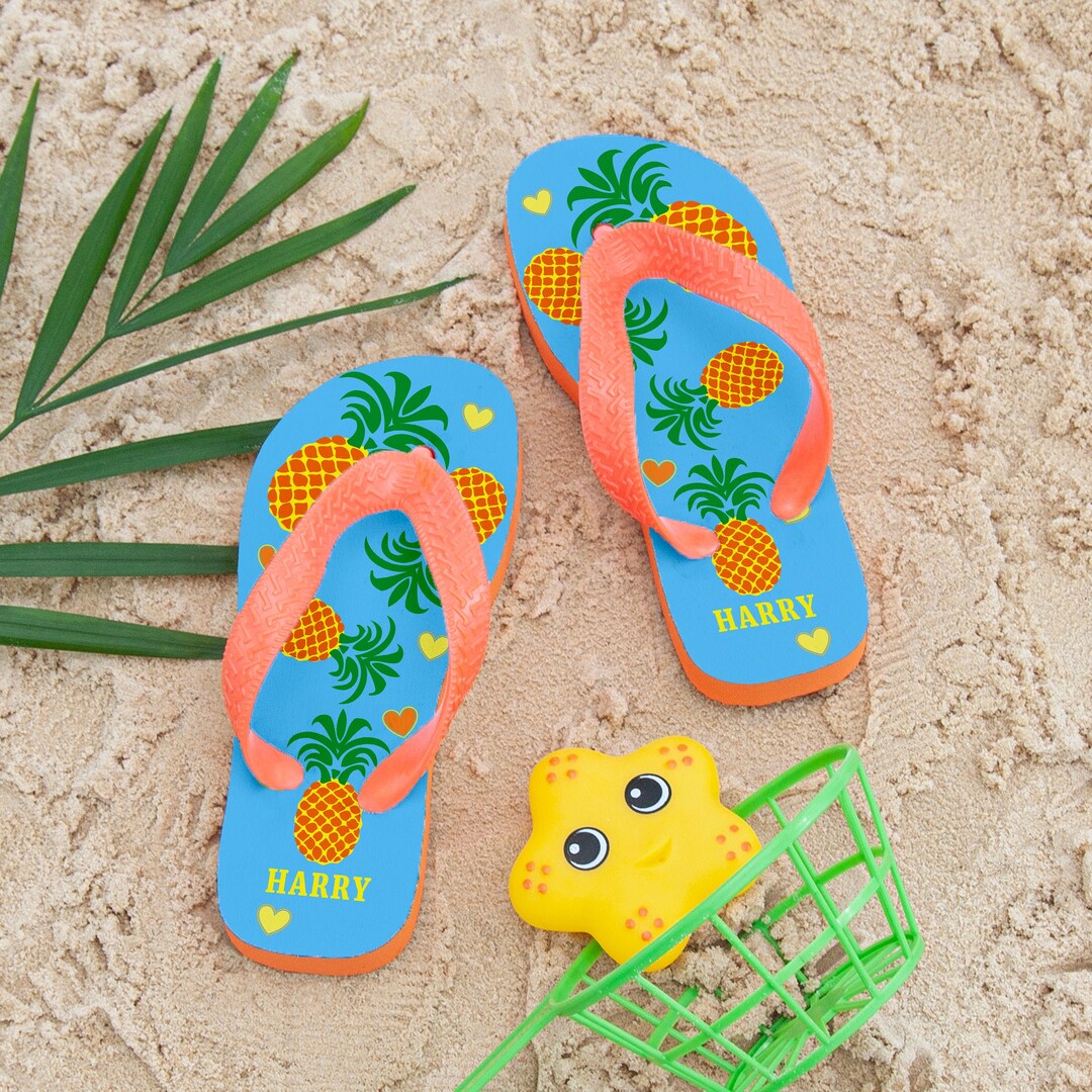 Personalised Kid's Partying Pineapples Flip Flops - Etsy