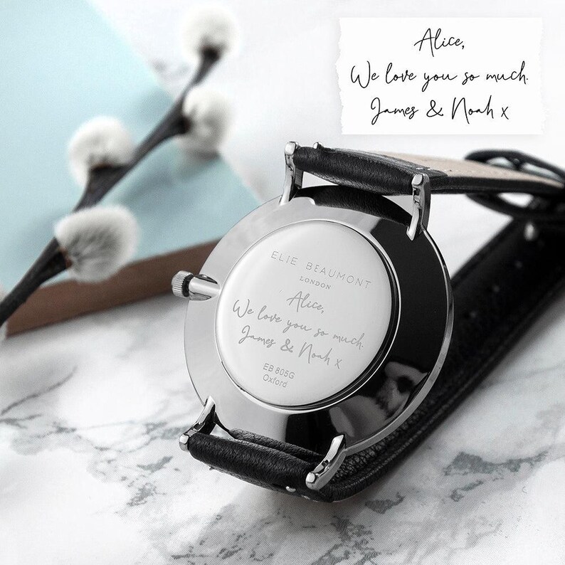 Personalised Handwriting Ladies Black Leather Watch - Etsy