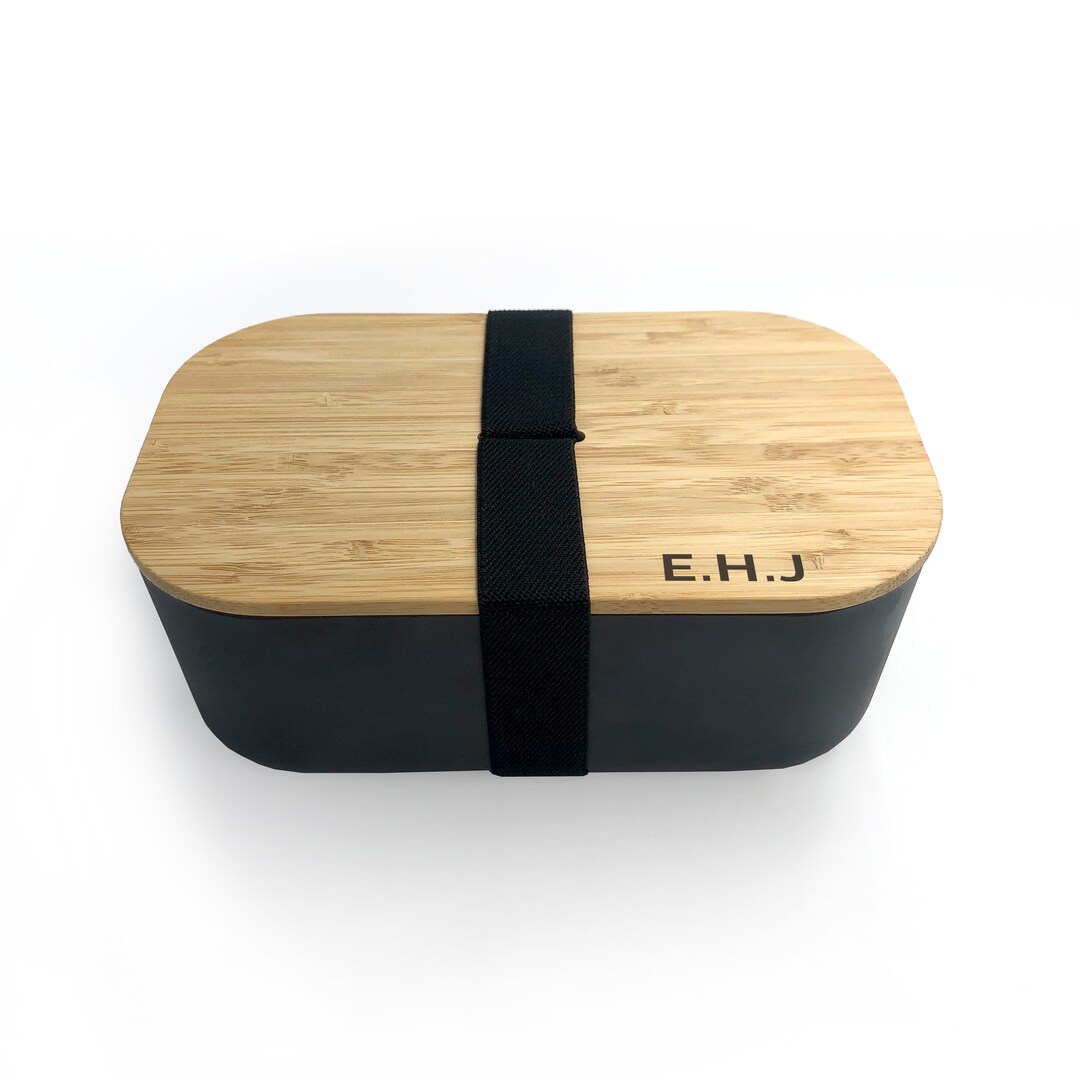 Personalised Large Black Bamboo Lunch Box, Gifts for Him, Gifts for Her ...