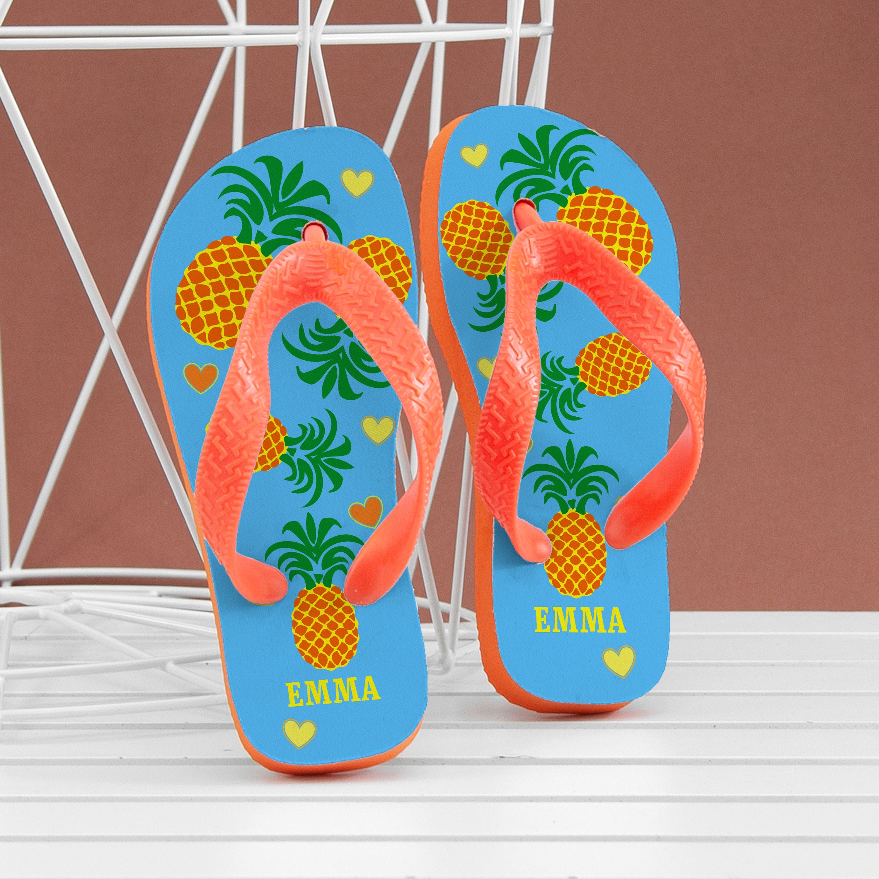 Personalised Kid's Partying Pineapples Flip Flops - Etsy