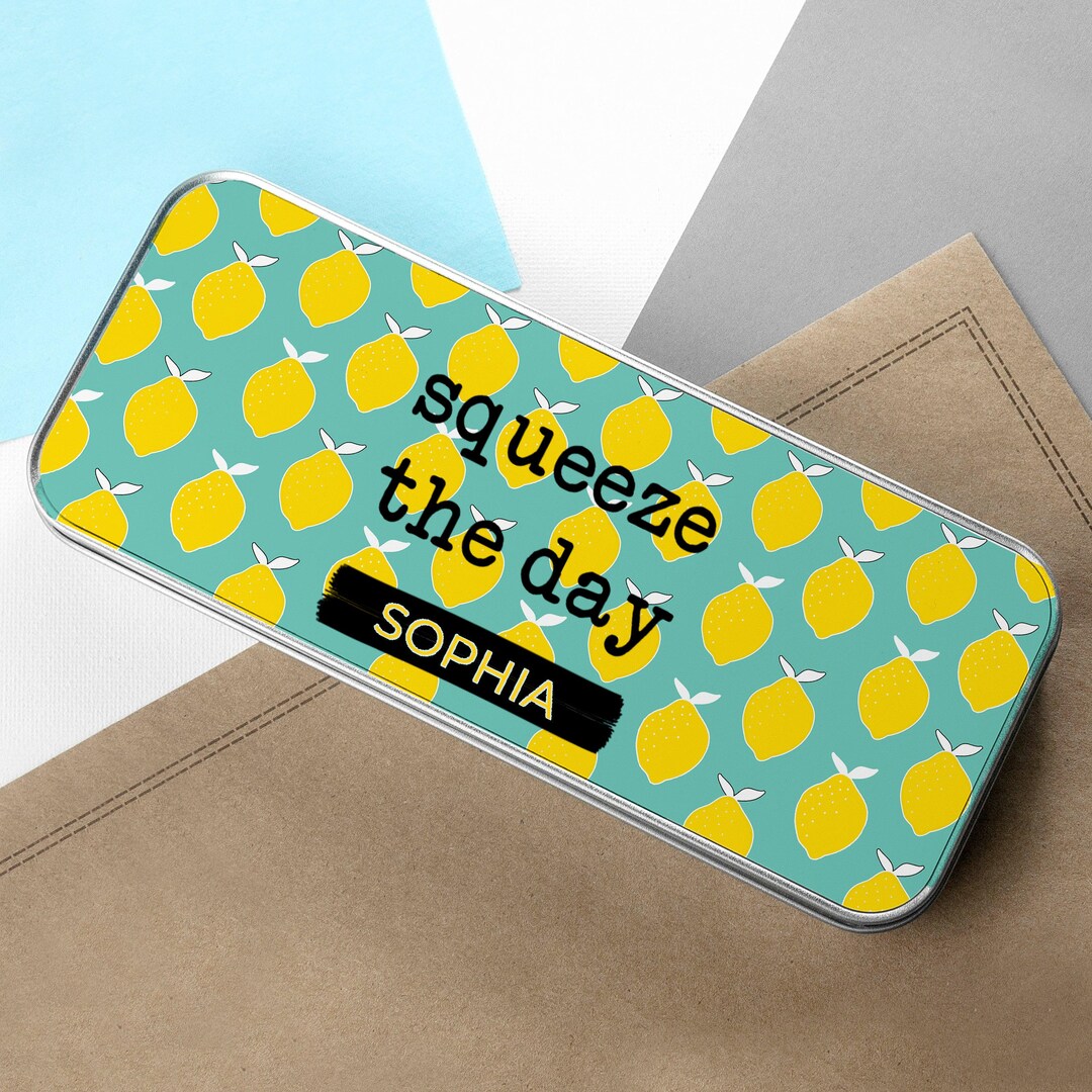 Personalised Squeeze the Day Pencil Case Tin - Etsy