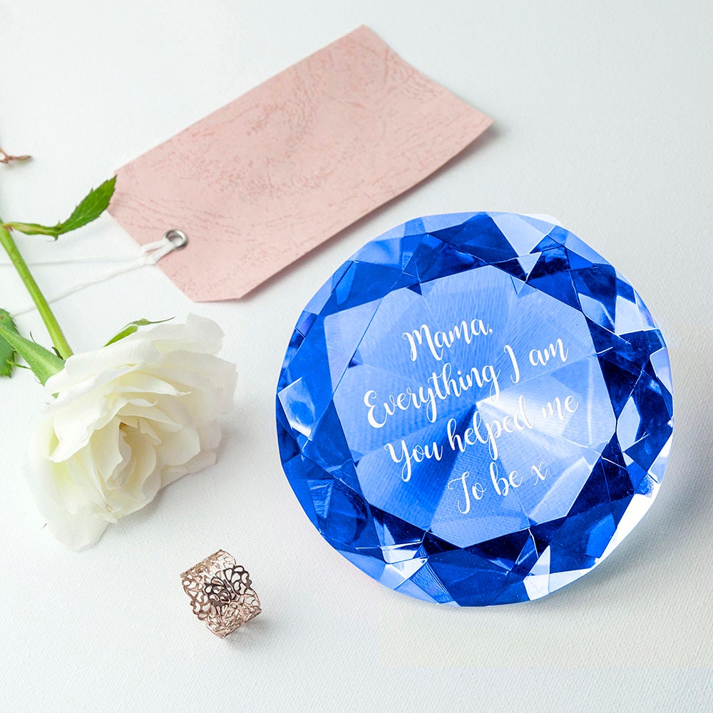 Personalised Blue Diamond Paper Weight Custom Engraved - Etsy