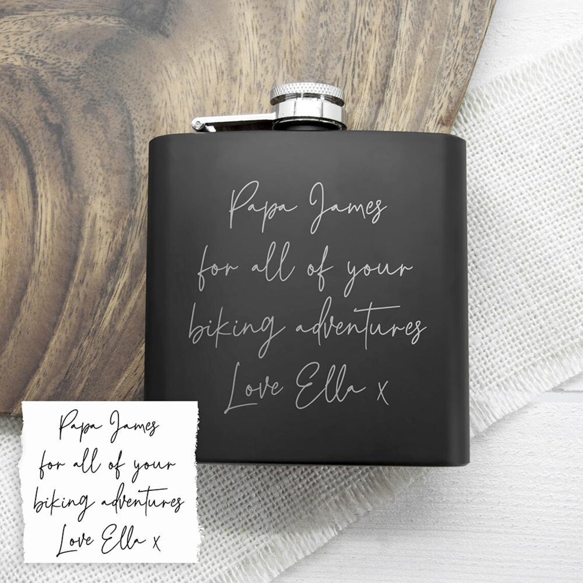 Personalised Handwriting Black Hip Flask Keepsake - Etsy UK