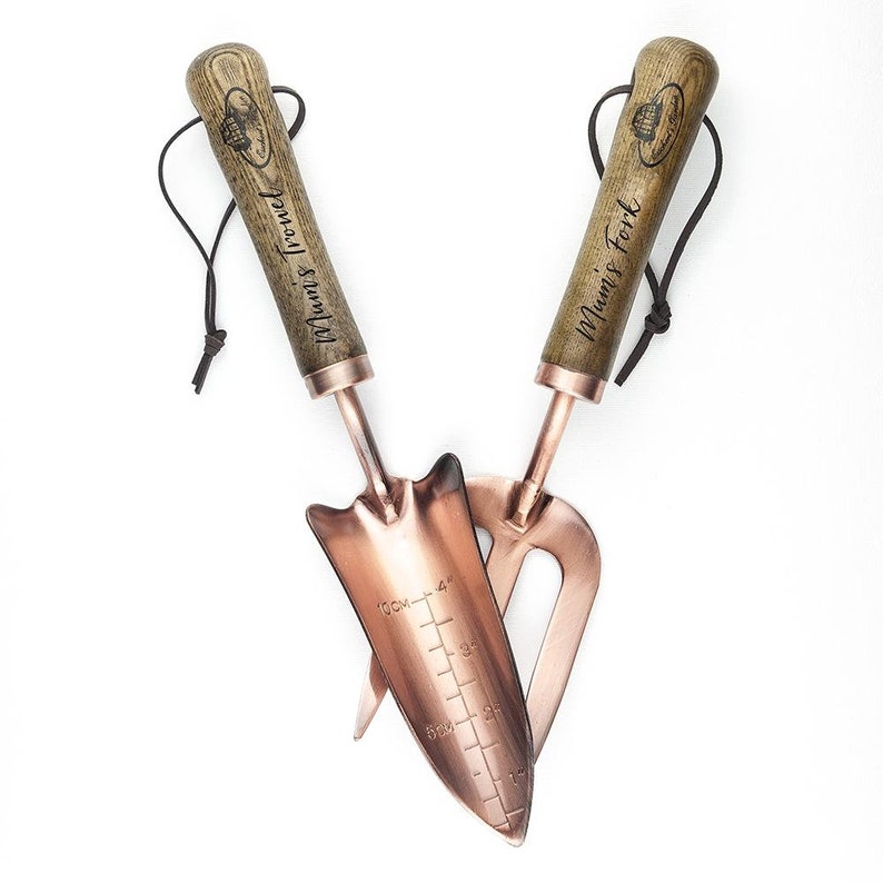 Personalised Luxe Copper Trowel and Fork Set Gardening Gifts - Etsy UK