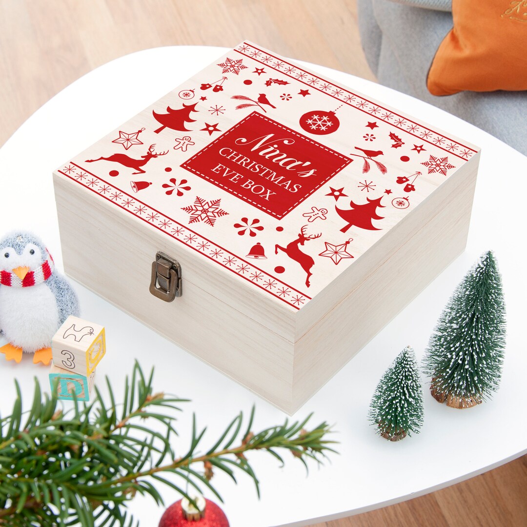 Personalised Festive Scandi Print Christmas Eve Box - Etsy UK