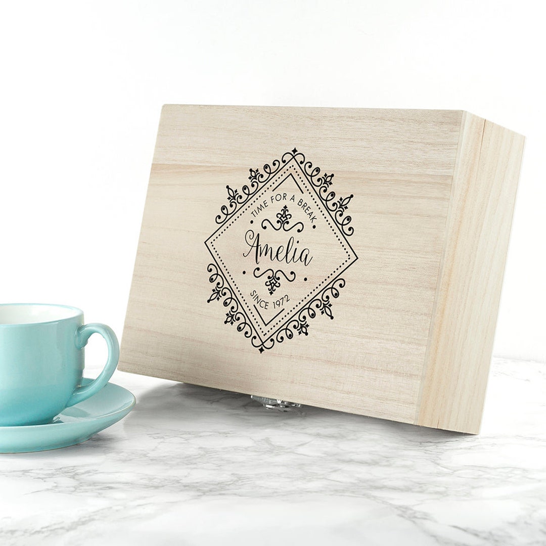 Personalised Time for a Break! Blooming Beautiful Filled Wooden Tea Box - Etsy UK