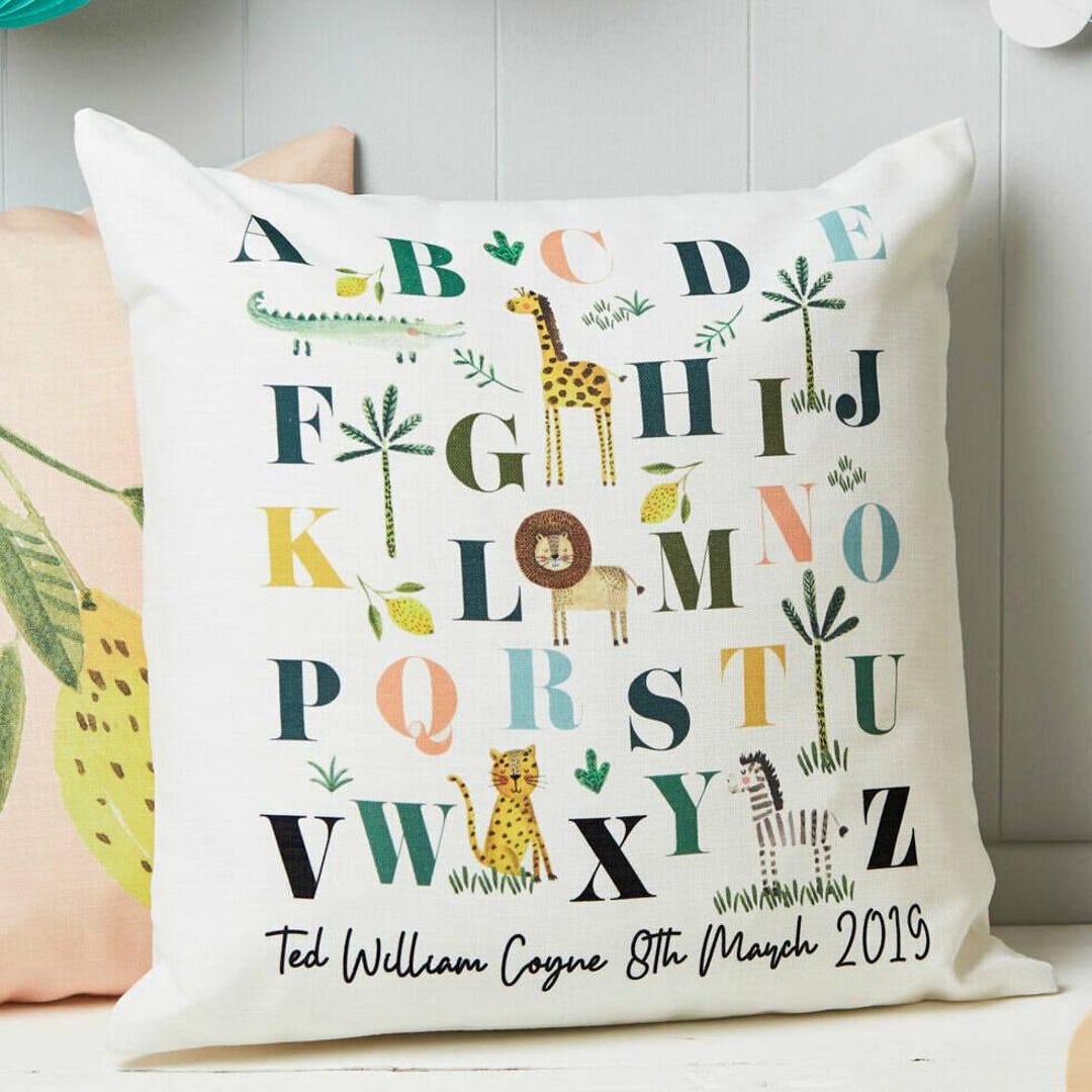 Personalised Safari Animals Alphabet Cushion Cover - Etsy