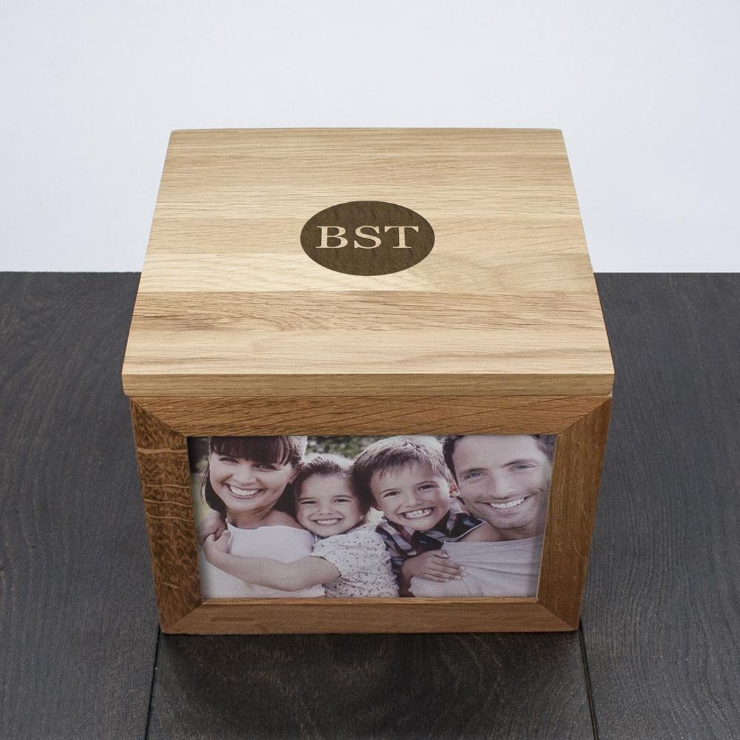 Oak Photo Keepsake Box With Initials Valentine's Day - Etsy