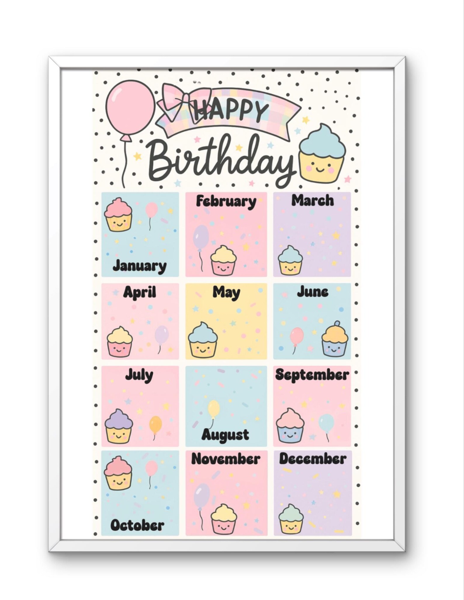 Pastel Birthday Poster for Classroom | Printable Student Birthday ...