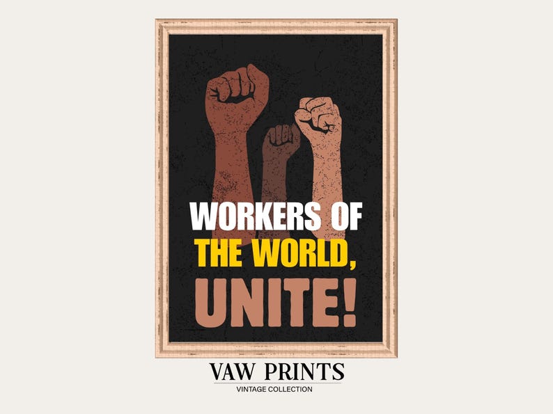 Propaganda Poster, Set of 4 Wall Art, Defeat the Fascist Snake, Workers ...