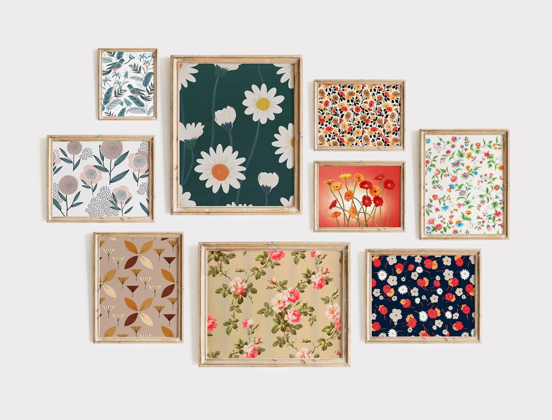 Botanical Painting Set, Flower Art, Gallery Wall Art, Floral Artwork ...