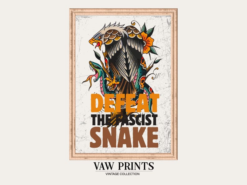 Propaganda Poster, Set of 4 Wall Art, Defeat the Fascist Snake, Workers ...