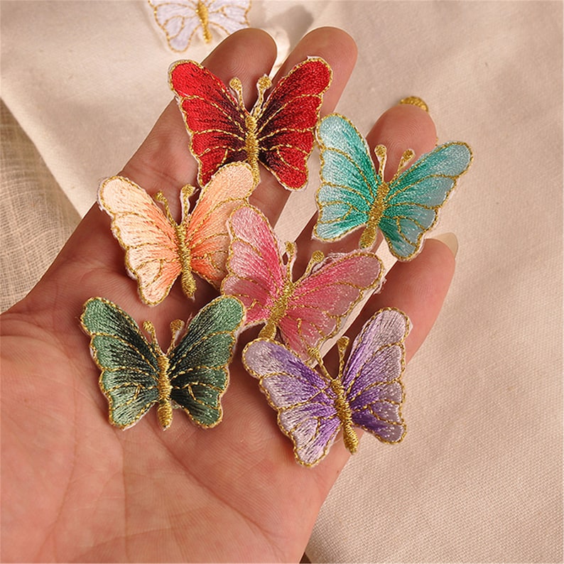 Colorful 3D Butterflies Cloth Sew on Embroidery Applique Patch for DIY ...