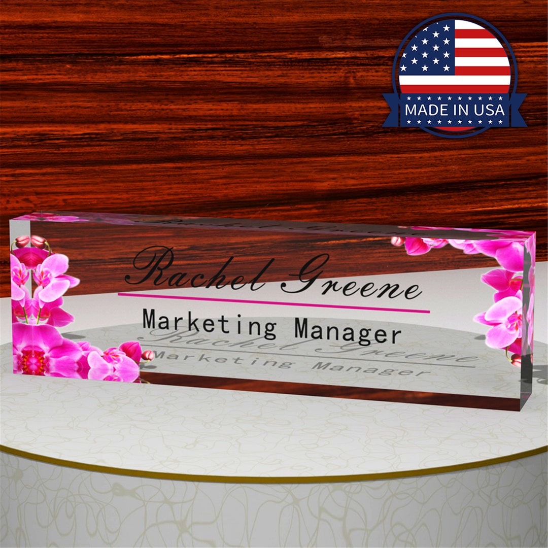 Customized Acrylic Name Plate Block Personalized Office Desk Sign ...