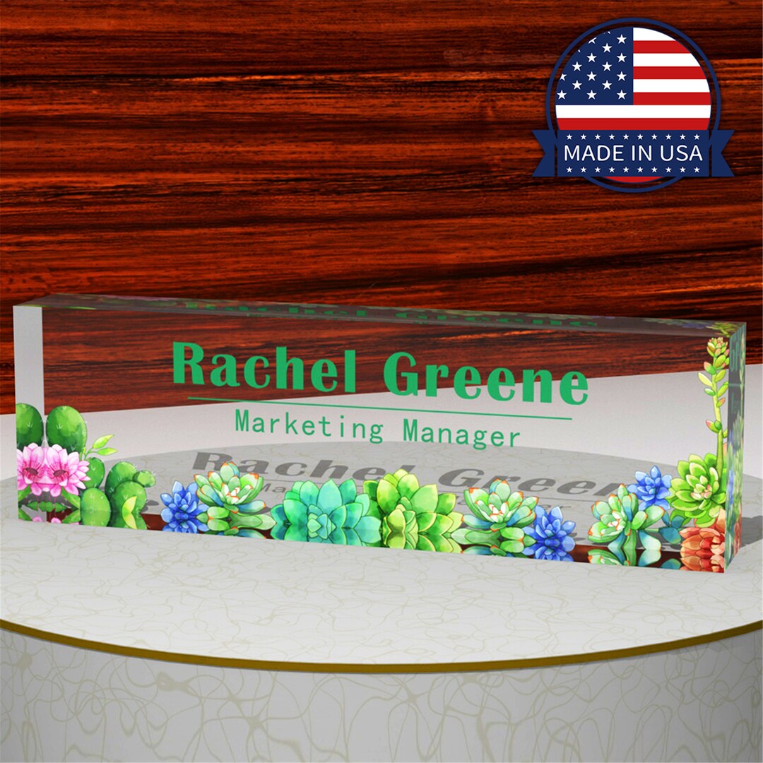 Customized Acrylic Name Plate Block Personalized Office Desk Sign ...