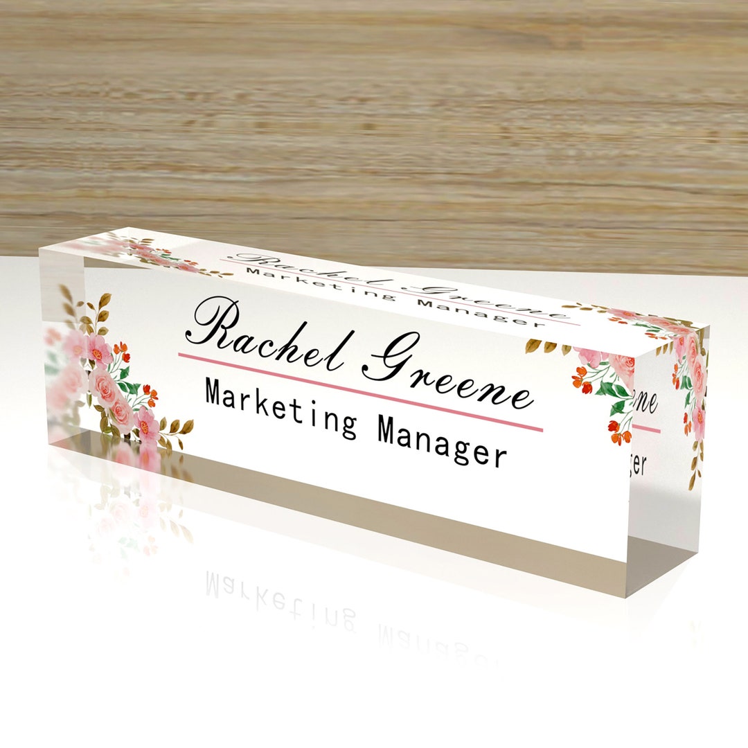 Customized Acrylic Name Plate Block Personalized Office Desk Sign ...