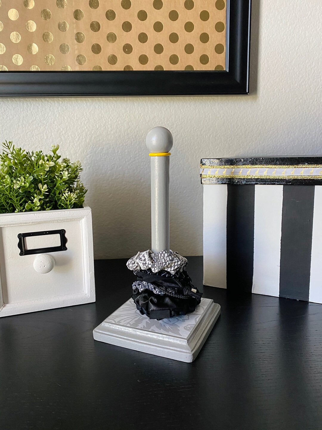 Wood Scrunchie Holder Handmade Hair Accessories Pony Tail Stand ...