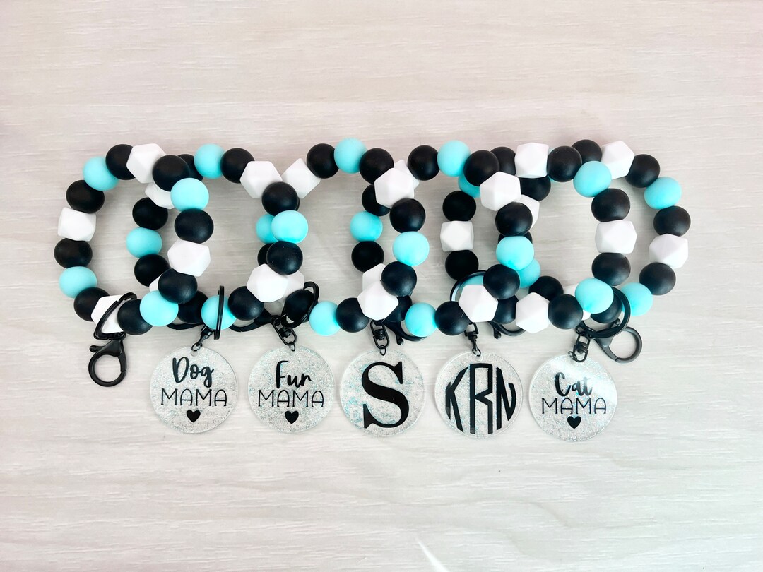 Silicone Beaded Keychain, Bracelet Key Chain, Personalized Wristlet ...