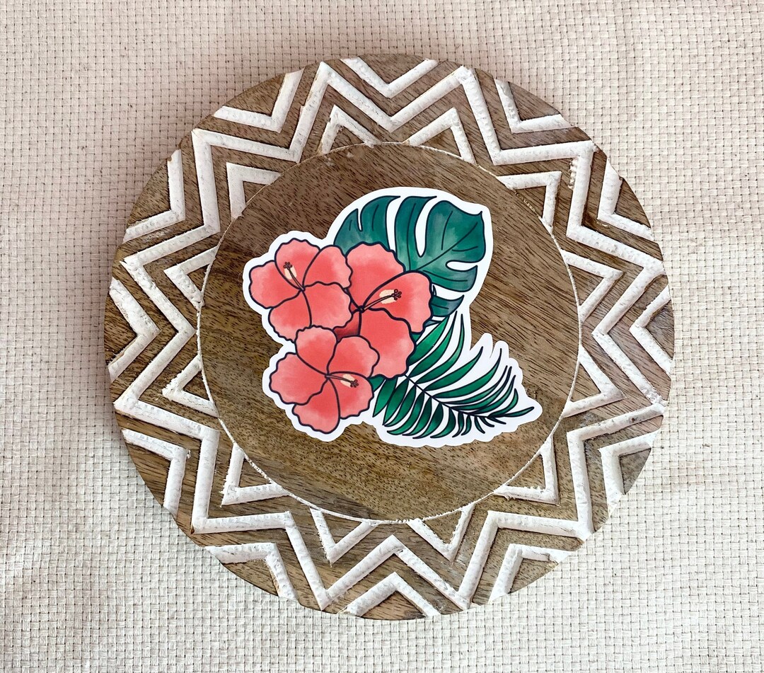 Hibiscus Flower Stickers, Floral Label, Stickers Laptop Flower ...