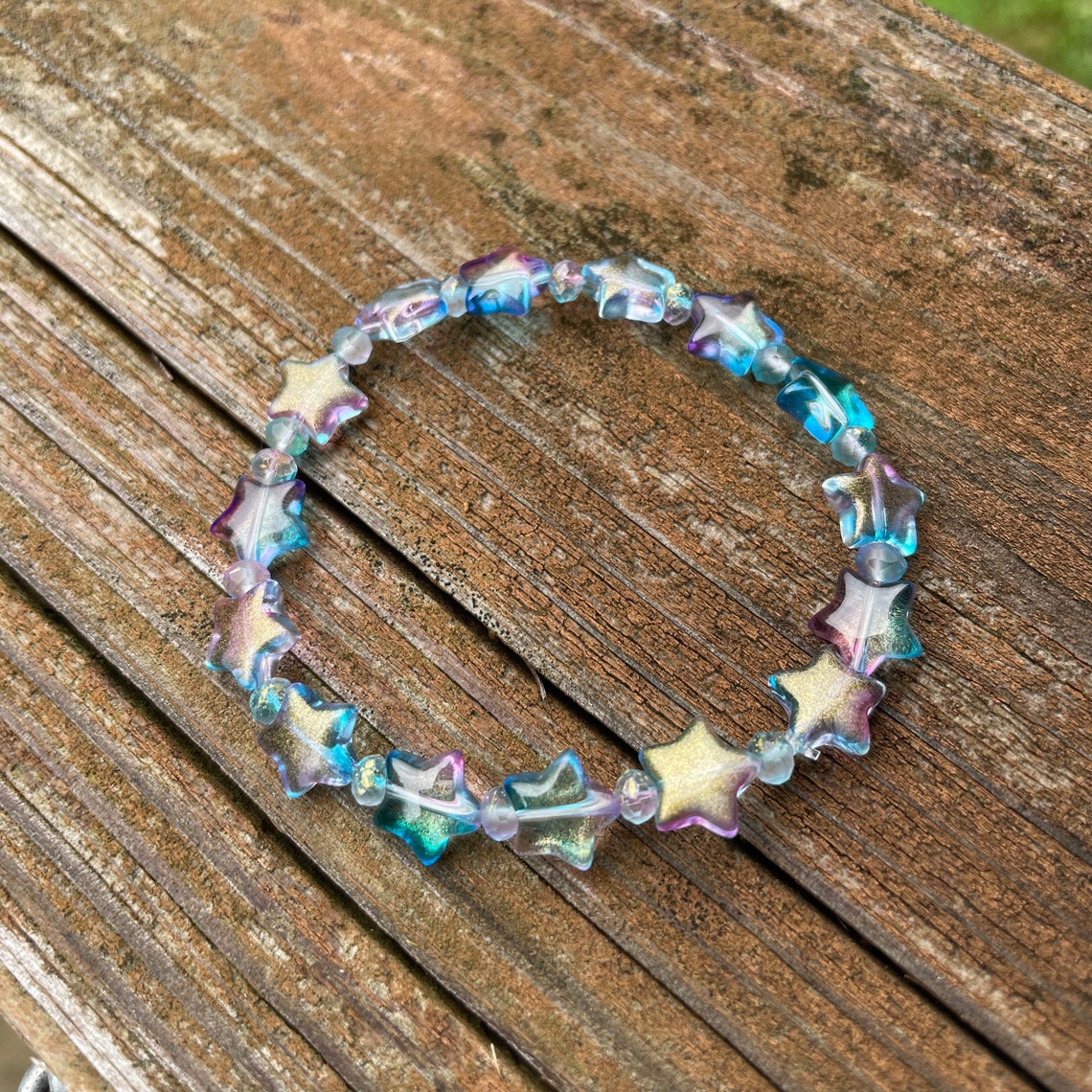 Glass Blue and Purple Stars Bracelet - Etsy