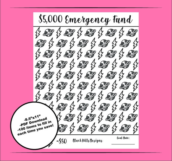 5000 Emergency Fund Tracker | Etsy