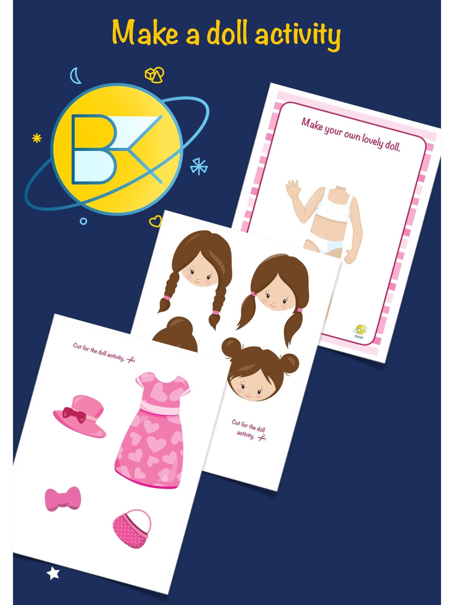 Make Doll Worksheet, Busy Book Printable, Quiet Book, Activity Book ...