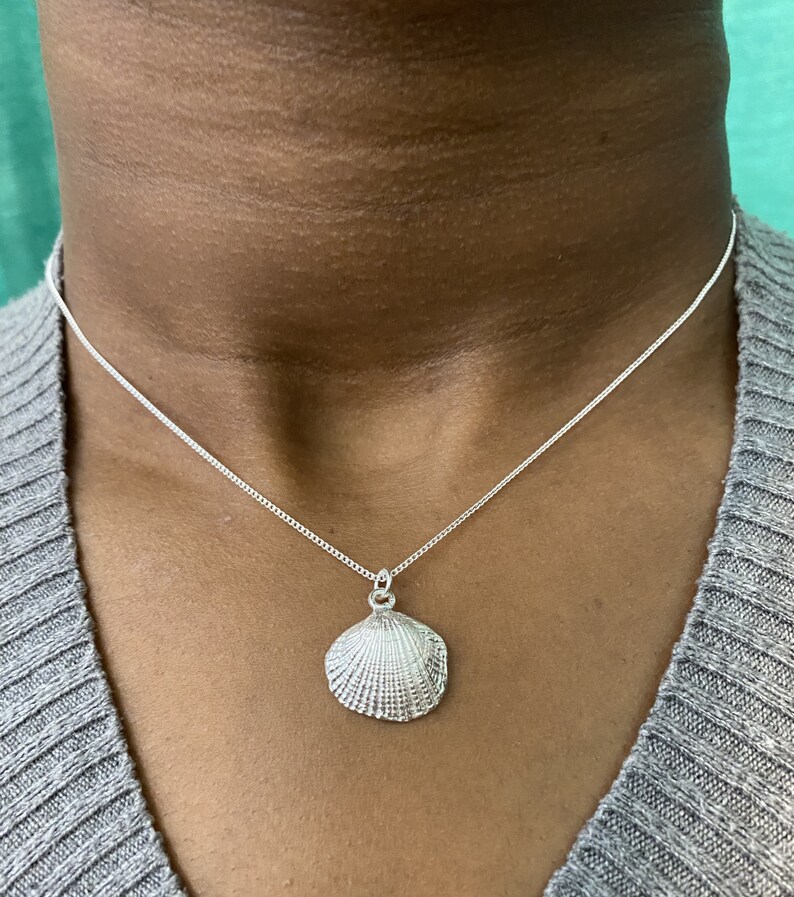 Silver Shell Necklace Sterling Silver Necklace Nautical - Etsy