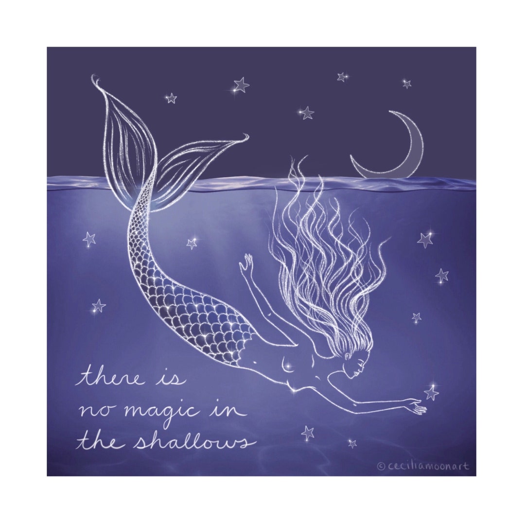 The Depths Cosmic Original Art Print, Wall Art of Mystical Mermaid ...