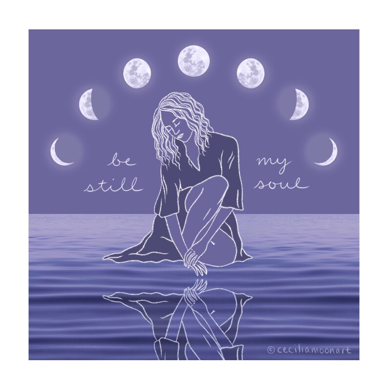 Stillness Ocean Goddess Original Art Print Empath Woman - Etsy