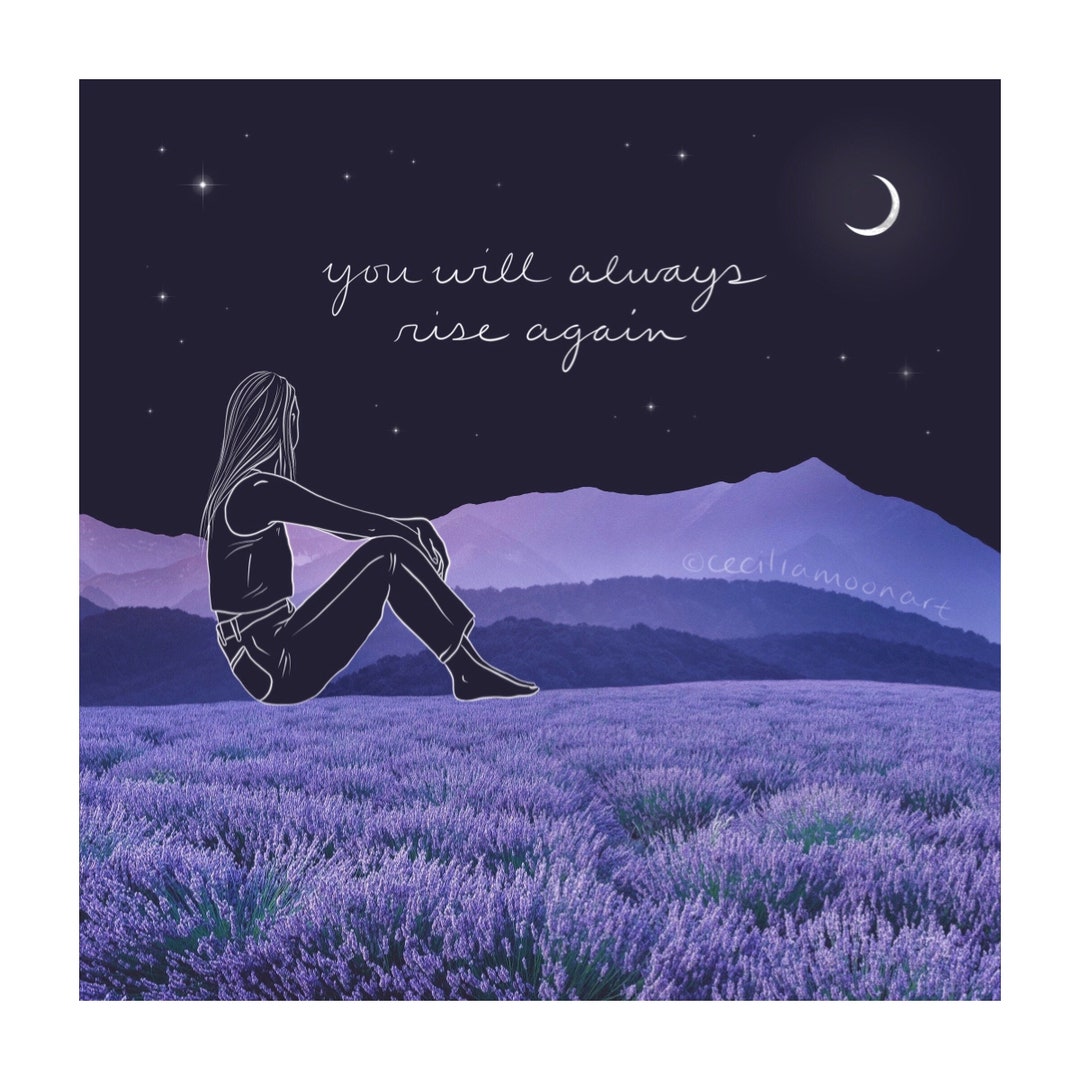 Rise Again Original Cosmic Art Print, Moonchild Woman in Celestial ...