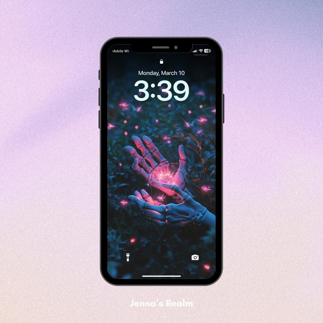 Finding Magic Phone Wallpaper Background, Surreal Art of Skeleton Hands ...